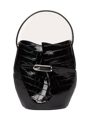 LIFFNER Belted Croc-effect Bucket Bag - Black