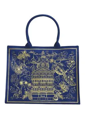 Harrods Printed Shopper Bag - Navy