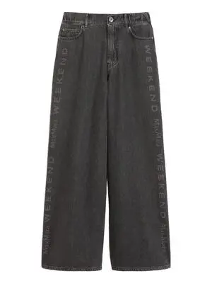 Max Mara Logo-printed Wide-leg Jeans - Black