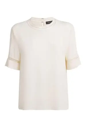 Fabiana Filippi Embellished Crepe T-shirt - Ivory