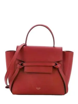 Celine Textured Leather Nano Belt Bag - Red
