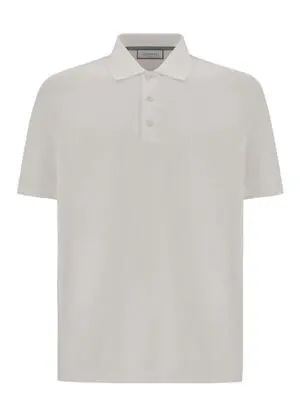 CANALI White Structured Cotton Polo Shirt With Three-button Closure