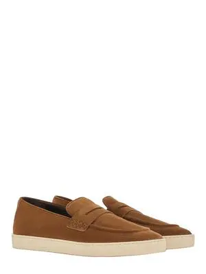 Canali Suede Penny Loafers - Brown