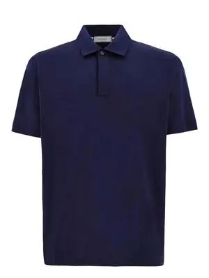 Canali Dark Navy Cotton Polo Shirt - Blue