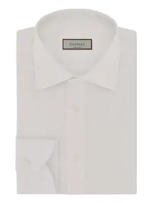 Canali Cotton Regular-fit Shirt With Micro Structure - White