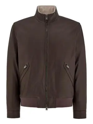 Canali Lambskin Nappa Leather Blouson - Brown