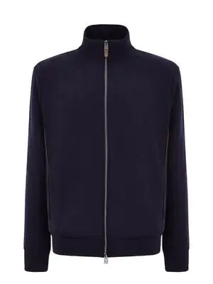 Canali Impeccabile Wool Zip-up Sweatshirt - Blue