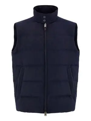 Canali Quilted Technical Fabric Vest - Blue
