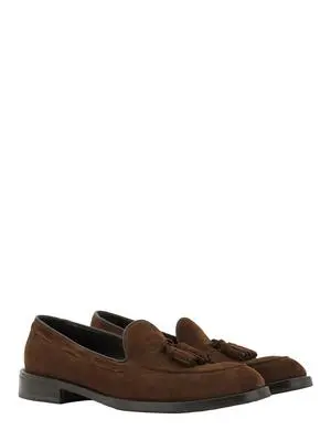Canali Suede Loafers With Tassels - Brown