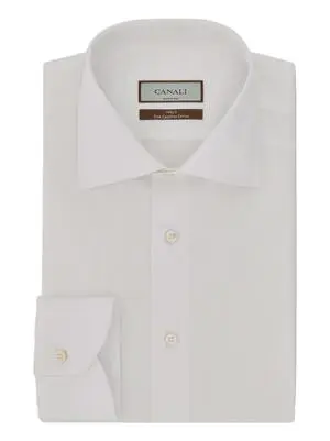 Canali 140/2 Cotton Twill Regular-fit Formal Shirt - White