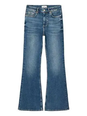 ALLSAINTS Maisie Flared-leg High-rise Stretch Cotton-blend Jeans - Mid Indigo
