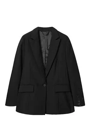 ALLSAINTS Ottie Skull-embellished Single-breasted Stretch Wool-blend Blazer - Black
