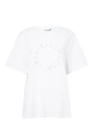 Stella McCartney Studded Logo Cotton-jersey T-shirt - Pure White