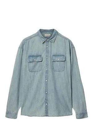 ALLSAINTS Gribbs Faded Denim Shirt Xxl - Faded Indigo