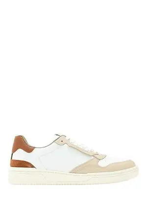 ALLSAINTS Regan Leather Trainers White/yellow/b