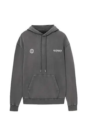ALLSAINTS Emblem Graphic Cotton-jersey Hoody - Washed Black
