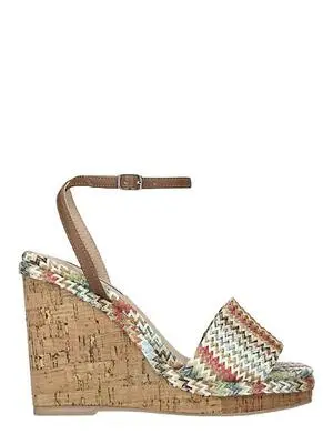 Steve Madden Outright Woven Wedge Sandals - Cream Comb