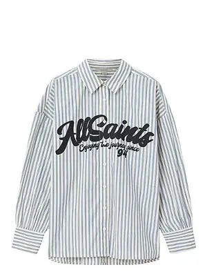 ALLSAINTS Adrianne Logo-print Woven Shirt - Blue/white