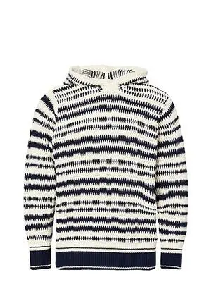 Orlebar Brown Kirk Striped Cotton Hoodie - White Sand/night Iris
