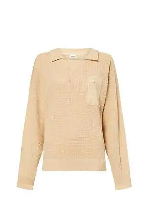 ADANOLA Panelled Pocket Cotton Knitted Sweatshirt - Caramel Beige