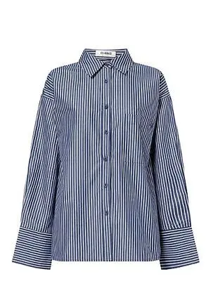 4TH & RECKLESS Frankie Stripe Cotton-blend Shirt - Navy