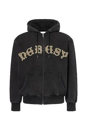 HERESY Celtic Embroidered-logo Cotton Hoodie - Black
