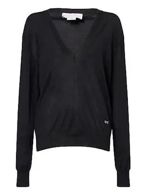 Stella McCartney Embroidered V-neck Wool Jumper - Black