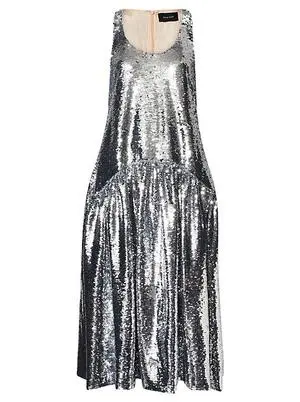Simone Rocha Flounce Sequinned Midi Dress Silver