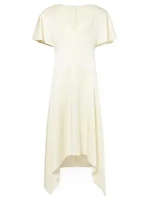 Stella McCartney V-neck Satin Midi Dress - Buttermilk