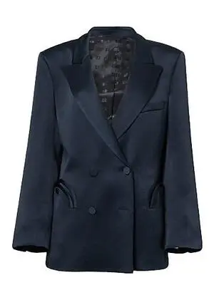 BLAZÉ MILANO Everynight Double-breasted Satin Blazer - Dark Navy