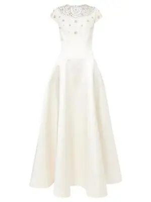Huishan Zhang Margo Embellished Satin Gown - Ivory