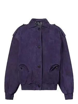 BLAZÉ MILANO Charlie Oversized Suede Bomber Jacket - Nuit