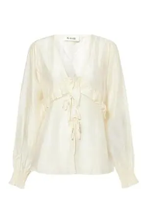 4TH & RECKLESS Hattie Ruffle-trim Woven Blouse - Buttercream