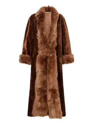 Nour Hammour Shearling Maxi Coat - Toffee