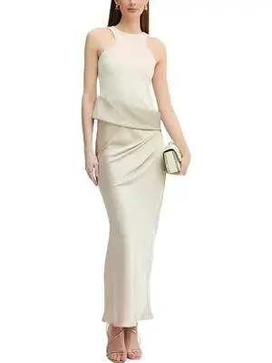 Patrizia Pepe Draped Midi Dress - Neutrals