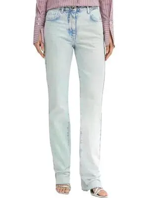 Patrizia Pepe Frayed Hem Straight Leg Jeans - Blue