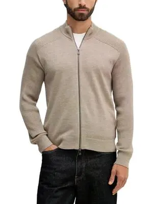 Armani Exchange Ribbed Zip Cardigan - Neutrals