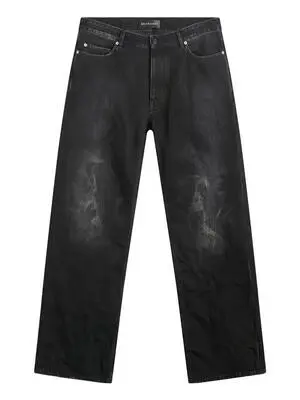 Balenciaga Distressed Wide-leg Jeans - Black