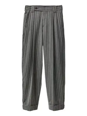 Versace Striped Pleated Trousers - Black