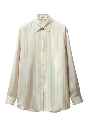 Versace Striped Silk Twill Shirt - Neutrals