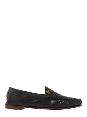 Versace Guanto Leather Driving Loafers - Black