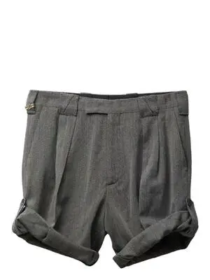 VERSACE Herringbone Wool Crêpe Formal Shorts