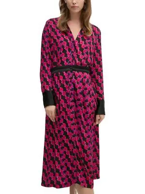 LA PETITE FRANÇAISE Redoutable Long-sleeve Printed Midi Dress - Pink