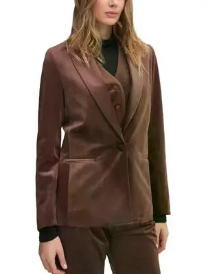 LA PETITE FRANÇAISE Vacarme Velvet Single-breasted Blazer - Brown