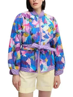 LA PETITE FRANÇAISE Vicky Floral-print Belted Jacket - Blue