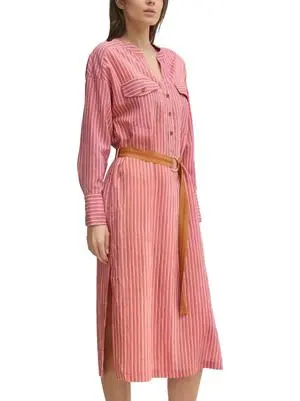LA PETITE FRANÇAISE Striped Midi Shirt Dress - Pink