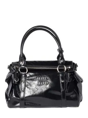 Miu Miu Shiny Leather Top-handle Bag - Black