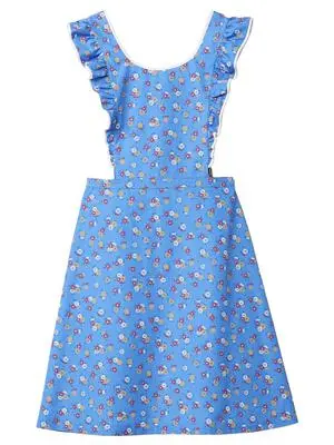 Miu Miu Poplin Pinafore Dress - Periwinkle/ruby