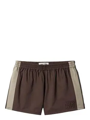 Miu Miu Washed Twill Shorts - Cocoa Brown/khaki
