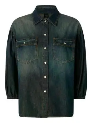 Pinko Danae Denim Shirt With Balloon Sleeves - Blue
